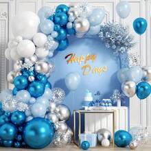40pcs Light Blue | Silver Metallic Balloons | Blue Metallic Balloons ...