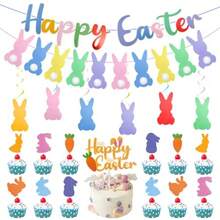 Happy Easter Decorations Set - Easter Banner Bunny Egg Hanging Decor ...