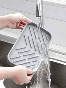 Sink Silicone Tray With Drain Soap Sponge Storage Holder Countertop ...