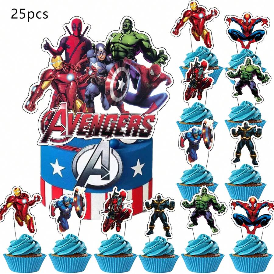 Avengers Cake Topper, Cupcake Toppers, Avengers Birthday Decorations ...