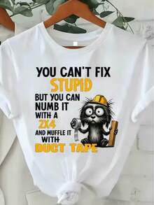 Women's T-Shirt Featuring A Design Of A "Funny Dog Holding Construction ...