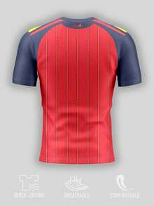 1pc Customized Spanish Theme Football Jersey: Red And Blue Color Scheme ...