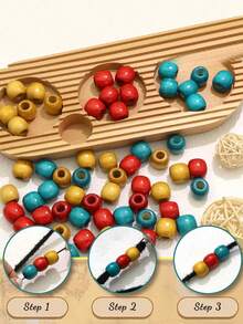 60pcs Natural Wooden Beads, 3 Colors, Wooden Braiding Beads, Large ...