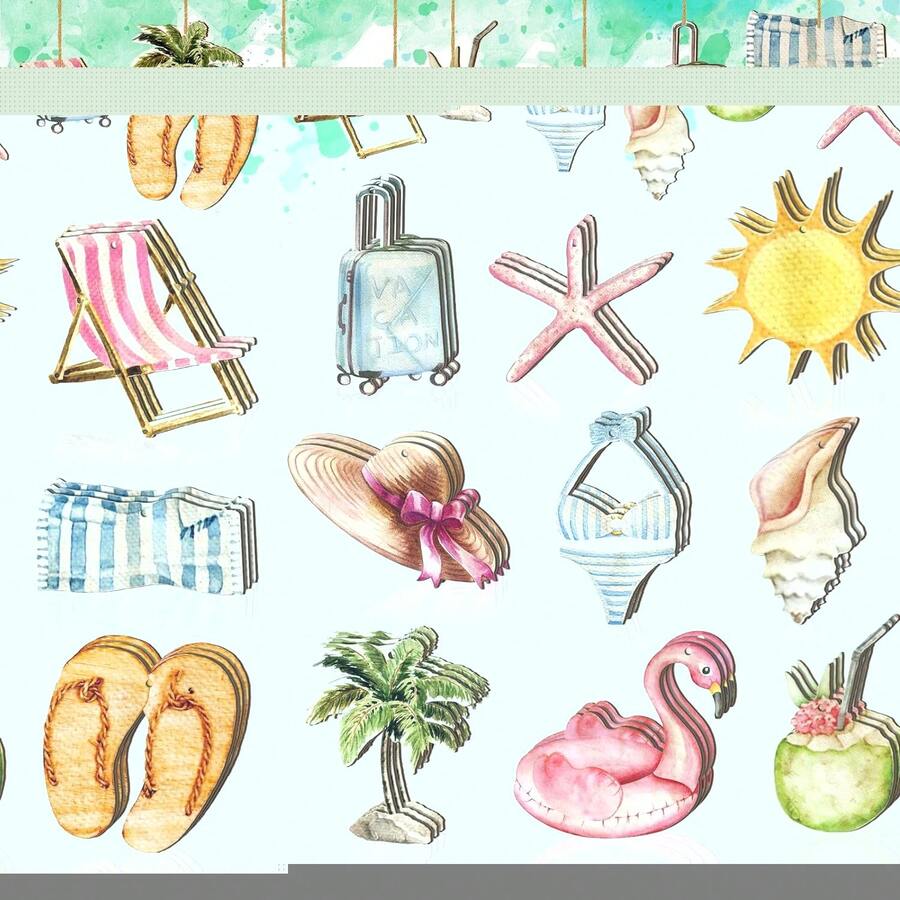 36pcs Wooden Ocean Beach Decorations, Summer Coastal Nautical Hollow ...