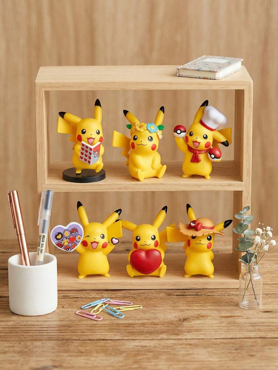 pokemon 6 Peças Figuras Colecionáveis de Pokémon, Modelos Fofos ...