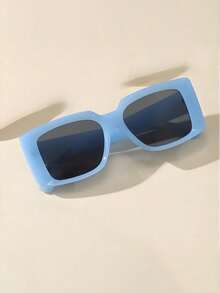 Blue Rectangular Plastic Sunglasses, Y2K Style, Outdoor Travel Beach ...