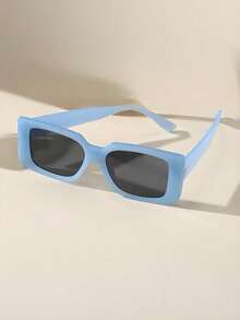 Blue Rectangular Plastic Sunglasses, Y2K Style, Outdoor Travel Beach ...
