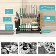 2-Tier Dish Drying Rack With Drip Tray And Cutlery Holder - Essential ...