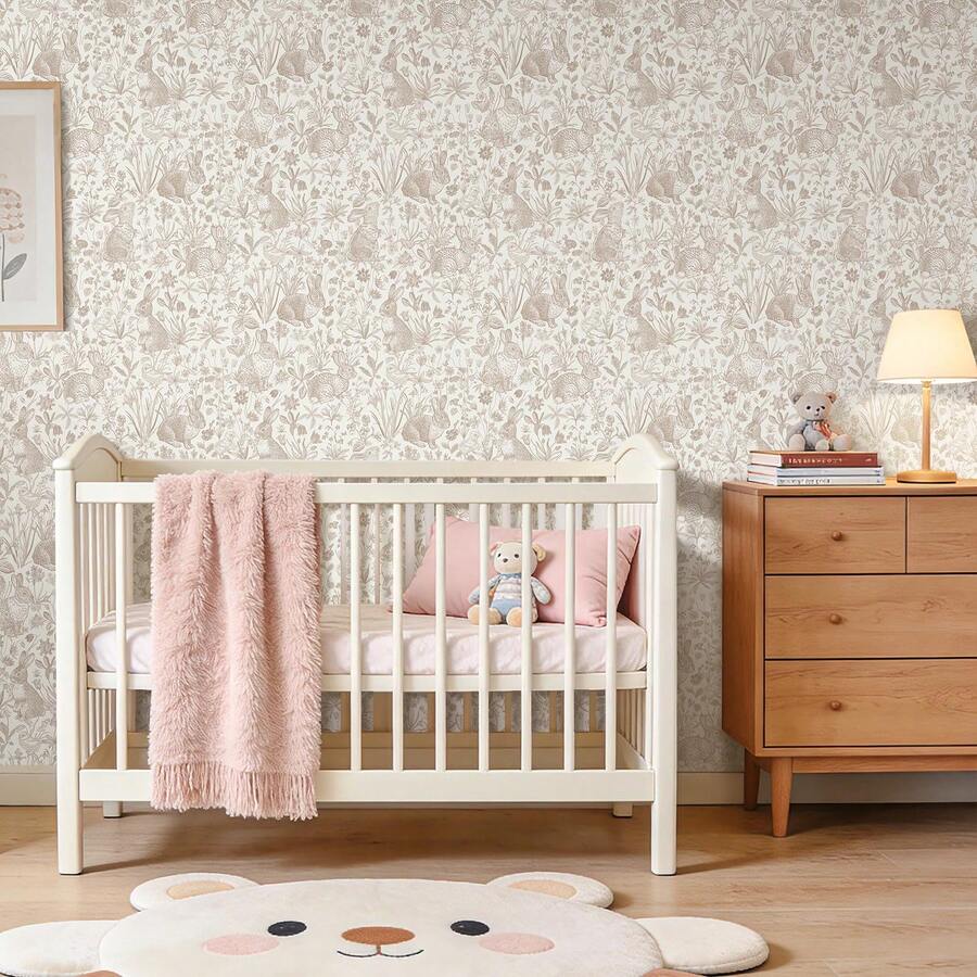 Beige Wallpaper Rabbit Neutral Peel And Stick Wallpaper Vintage Farm ...