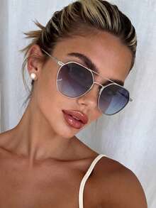 1 Pair Unisex Round Metal Colorblock Sunglasses, Suitable For Daily Use ...