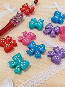 10pcs Cute Bow-Shaped Silicone Beads, Suitable For Handmade Pen ...