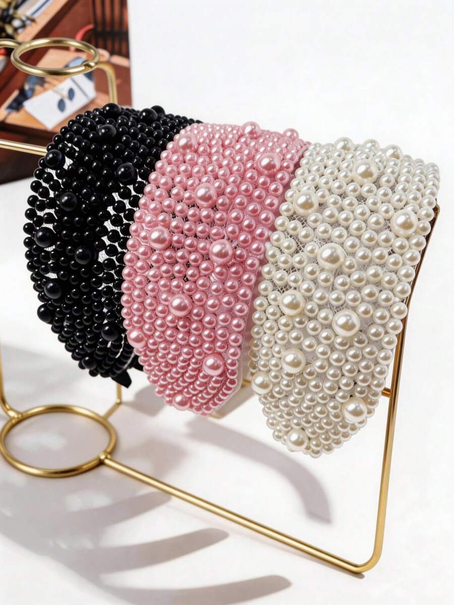 1pc Women's Fashion Versatile Luxury Pearl Wide-Brim Headband, Daily ...