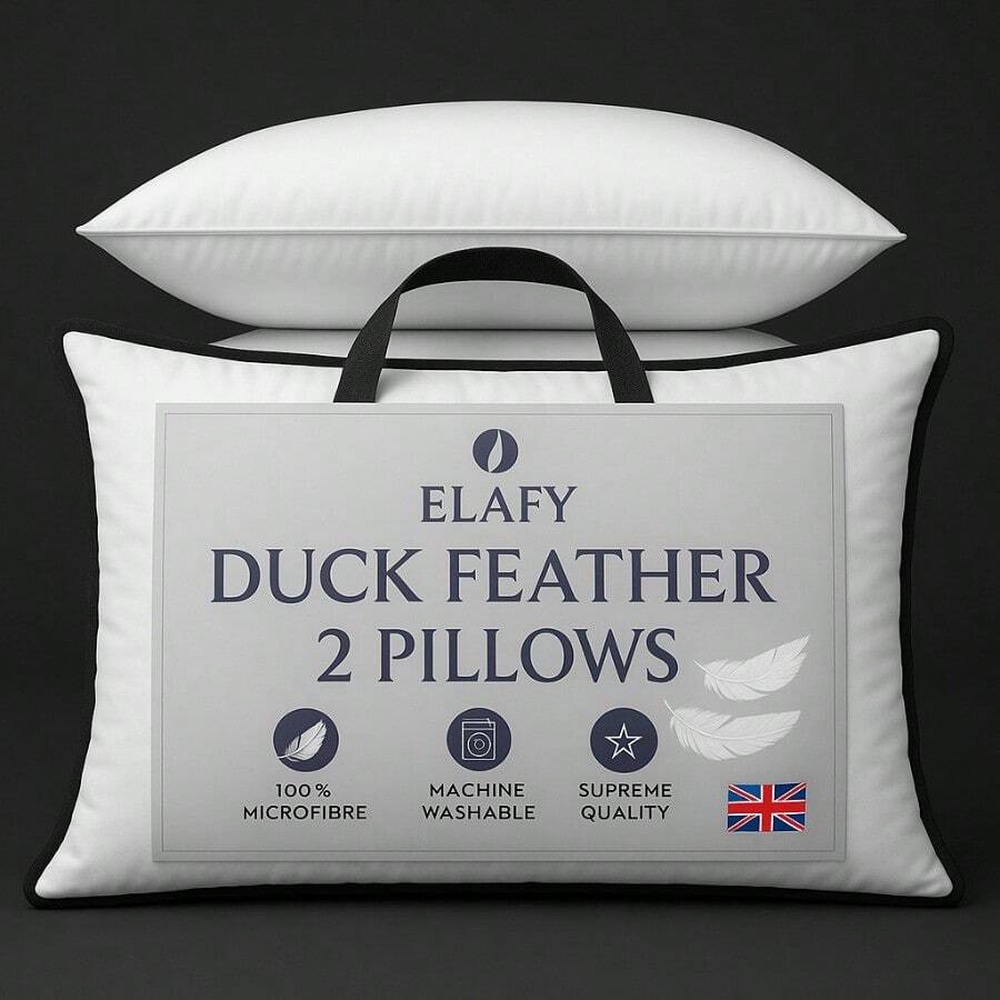 Duck Feather & Down Pillows Extra Filled Hotel Quality 100% Soft Luxury ...