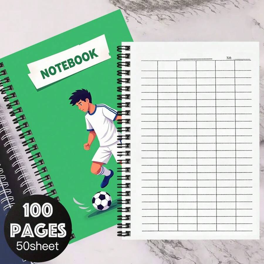 A5 Football Themed Versatile Grid Notebook, Suitable For Work, Study ...