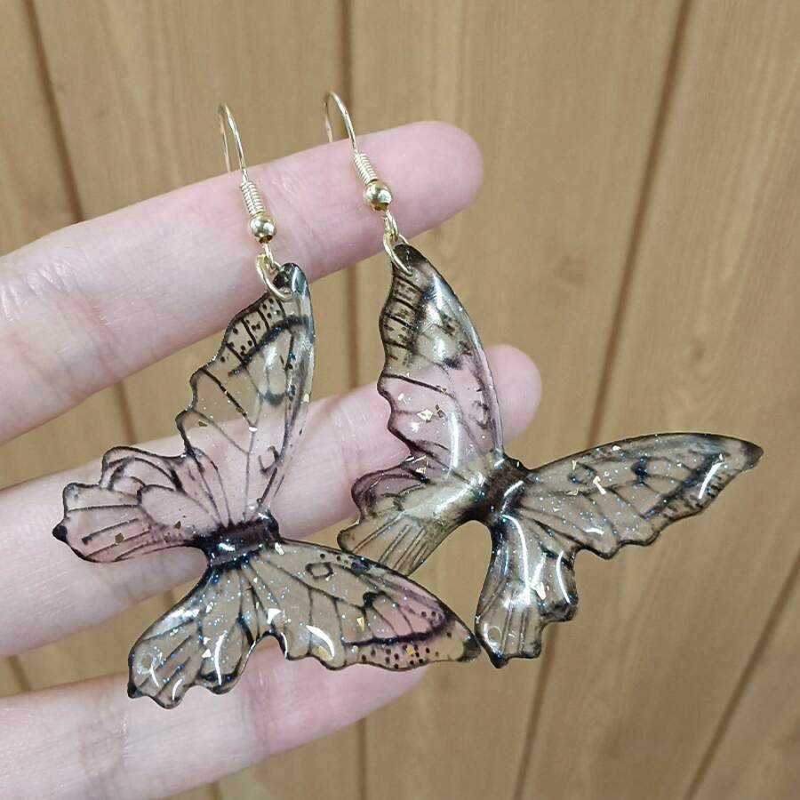 Exaggerated Clear Big Butterfly Earrings, New Luxury Elegant Niche ...