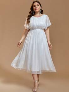 Women Plus Size Romantic Elegant Chiffon Cocktail Party Wedding Dress ...