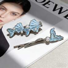 2pcs Shell & Fish Tail Faux Pearl Hair Clips, Cute Ocean Theme Hair ...