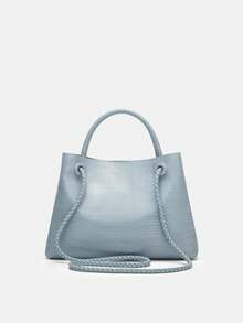 Stone Texture Shoulder Handbag With Metal Buckle Strap, Large Capacity ...