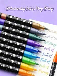 2-In-1 Glitter Marker Pens, Dual-Tip Fluorescent Highlighter Pens With ...