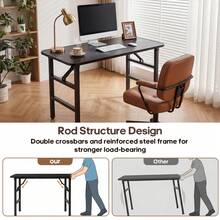Senmeo Foldable 31.5" Office Desk, Sturdy Steel Frame Portable Computer ...
