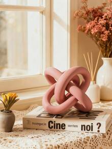 Pink Bow Decor Statue, Modern Geometric Round Sculpture Desktop Decor ...