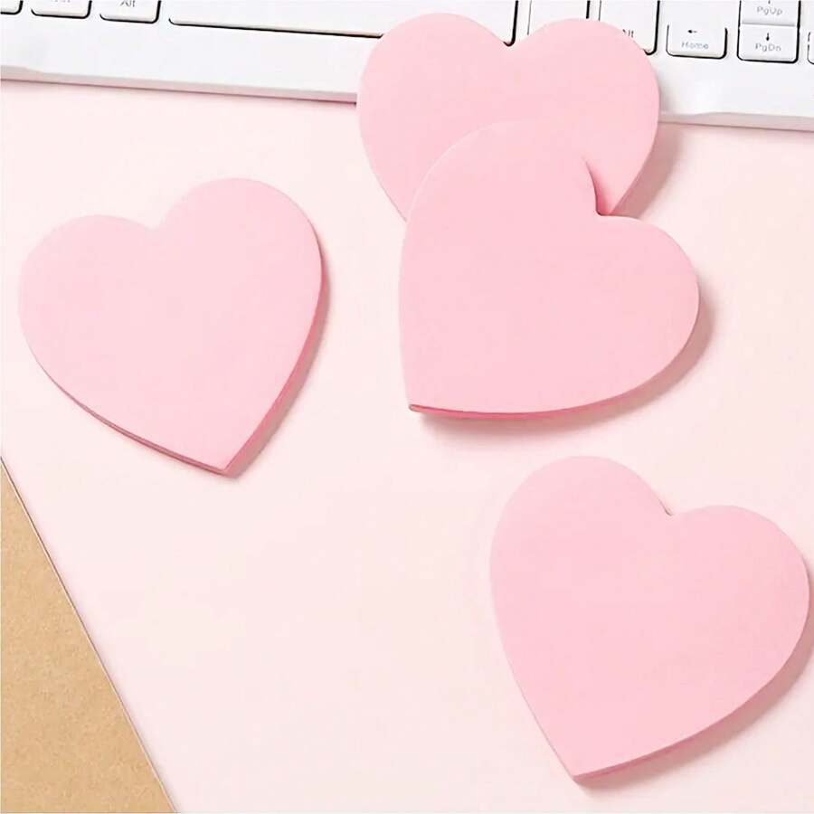 100pcs Heart-Shaped Sticky Notes, Self-Adhesive Memo Pad, Notebook ...