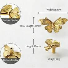 12/10/8pcs Gold Cabinet Handles, Brass Hardware Drawer Pulls, Butterfly ...