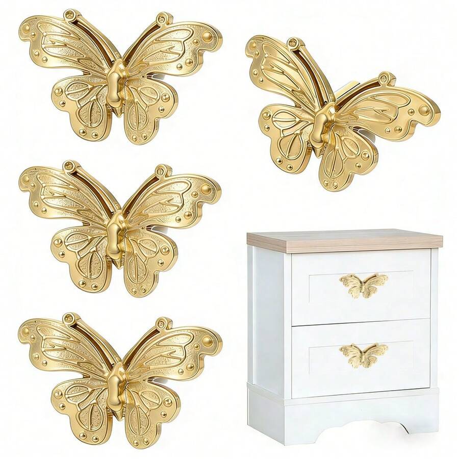 12/10/8pcs Gold Cabinet Handles, Brass Hardware Drawer Pulls, Butterfly ...