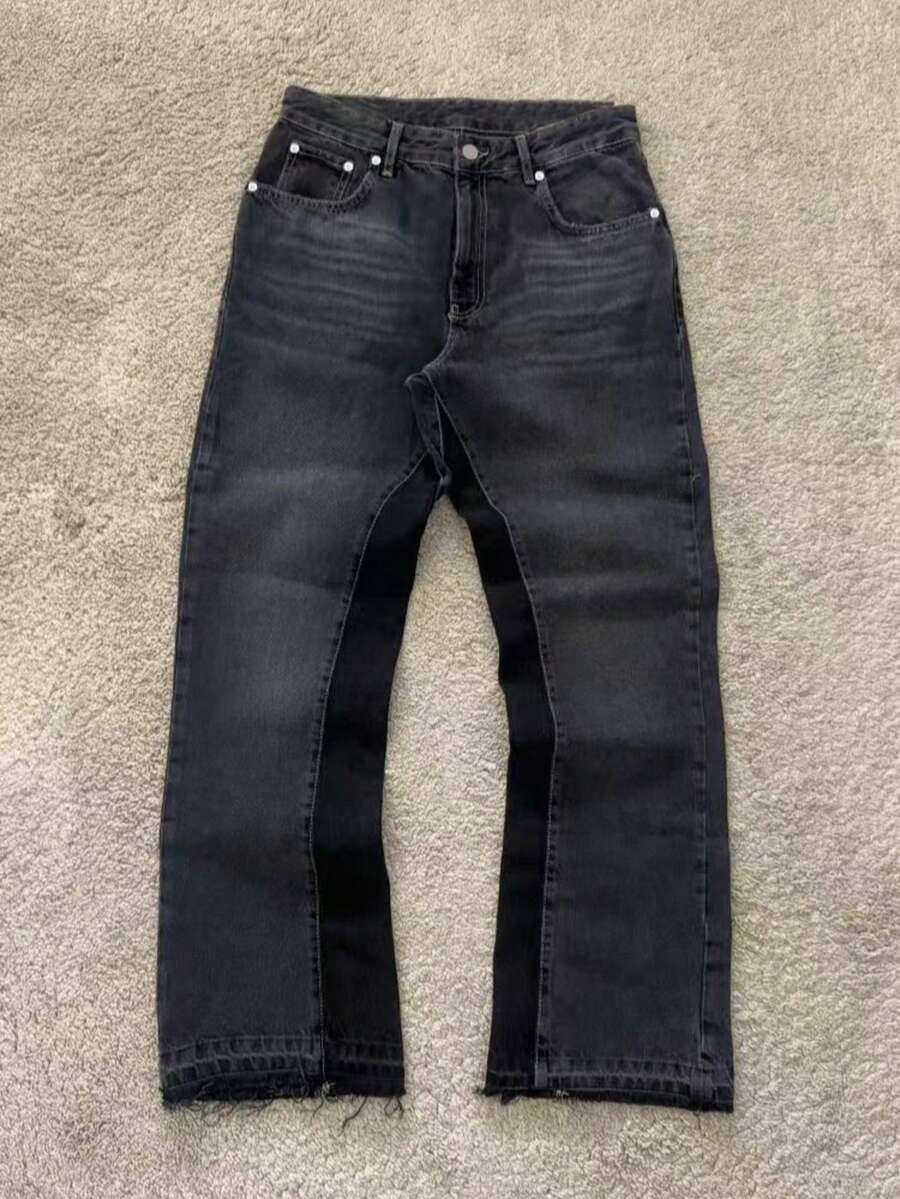 Men's Dark Creative Patchwork Jeans, Street Fashion Style, Machine ...