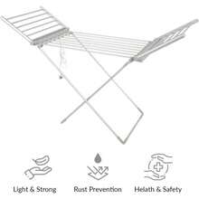 20 Bars Winged Electric Heated Clothes Airer Dryer Rack Fast Laundry ...