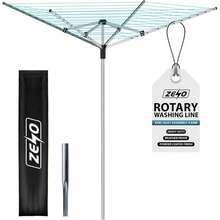 GARDEN OUTDOOR WASHING CLOTHES LINE DRYER SPIKE & COVER 4 ARM 45M ...