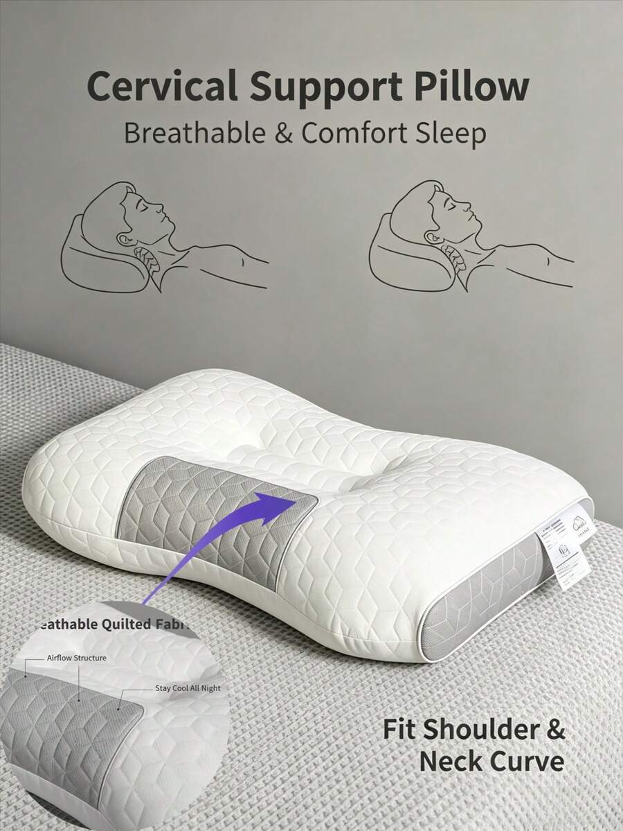 1pc Memory Foam Neck Pillow, Adjustable Ergonomic Cervical Pillow, Neck ...