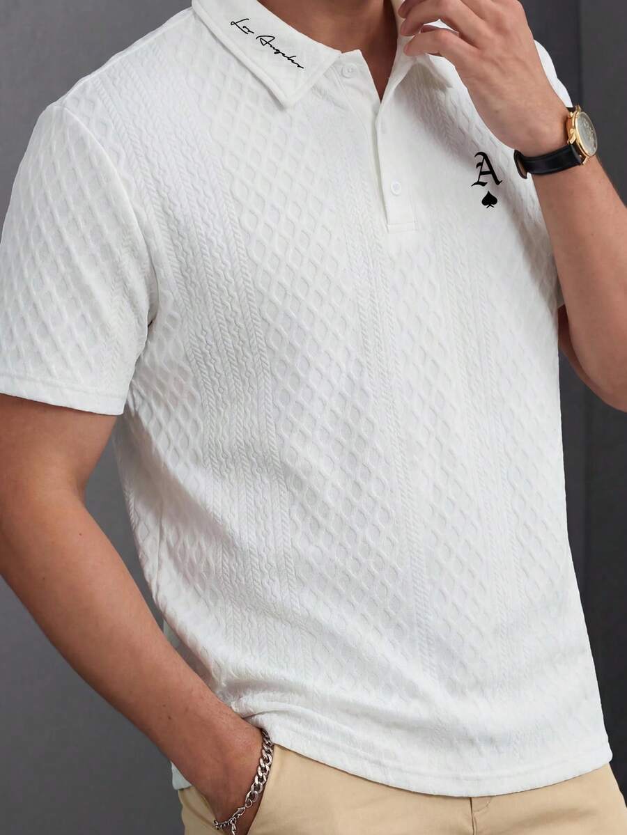 1pc Elegant Printed Pattern Men's Business Casual Polo Shirt, Plus Size ...