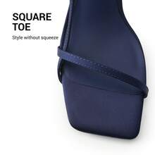 Women's Kitten Low Heels Square Open Toe Ankle Strap Party Wedding ...