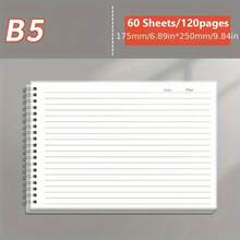 60 Sheets Horizontal Spiral Bound B5 Lined Notebook, Thick Transparent ...
