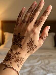 4 feuilles de pochoirs de tatouage de fleurs, pochoirs de tatouage ...
