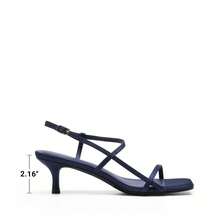 Women's Kitten Low Heels Square Open Toe Ankle Strap Party Wedding ...