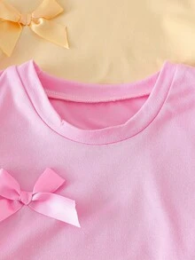 2pcs Baby Girls' Cute Bow Decor Vest Top And Shorts Set, Summer | SHEIN UK