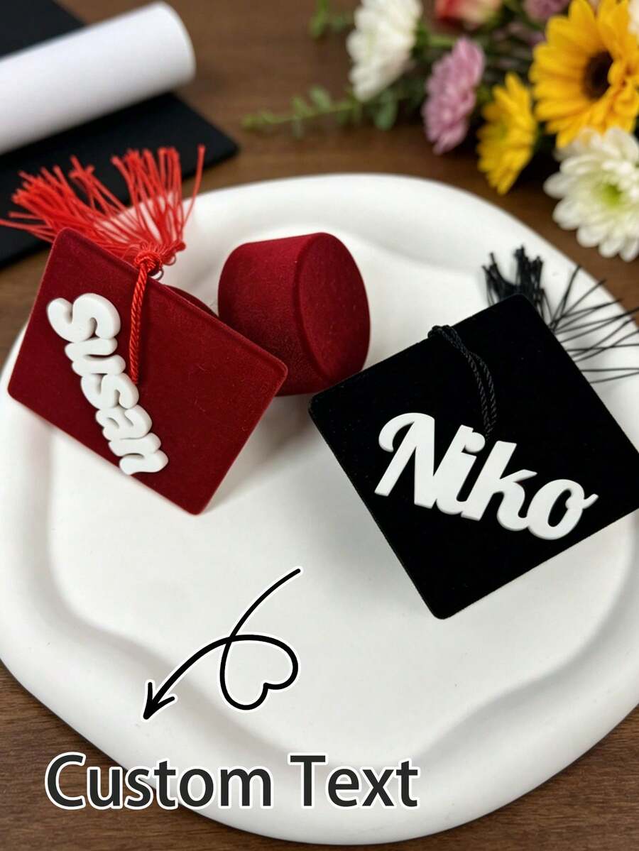 Graduation Hat Ring Box, Custom Name Velvet Mortarboard Gift ...