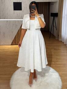 Plus Size Women's Elegant Casual Business Commute 2-Piece Set, Solid ...