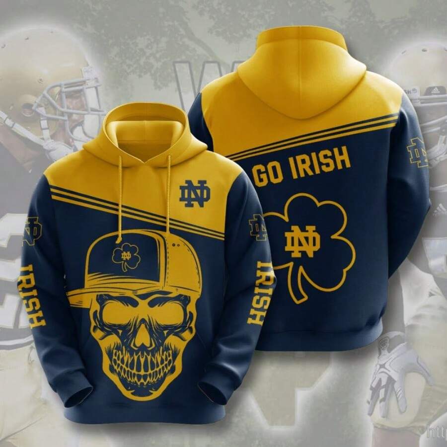 Notre Dam E Fighting Irish Custom Sport All Over Print Hoodie 3D 3 ...
