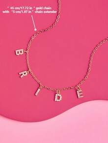 1pc Bride Diamond Letter "Bride" Pendant Necklace, Elegant Choker ...