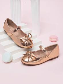 2026 Spring New Girls' Solid Color Bow Decor Fashion Flat Hook And Loop ...