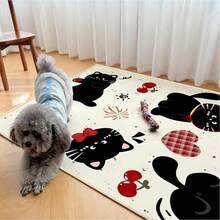 Cute Plaid Heart & Cat Pet Floor Mat, Soft Cozy Carpet For Pet Corner ...