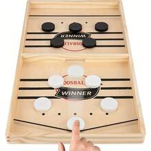 Fast Sling Puck Game, Wooden Air Hockey Board Game With 10 Spare Pucks ...