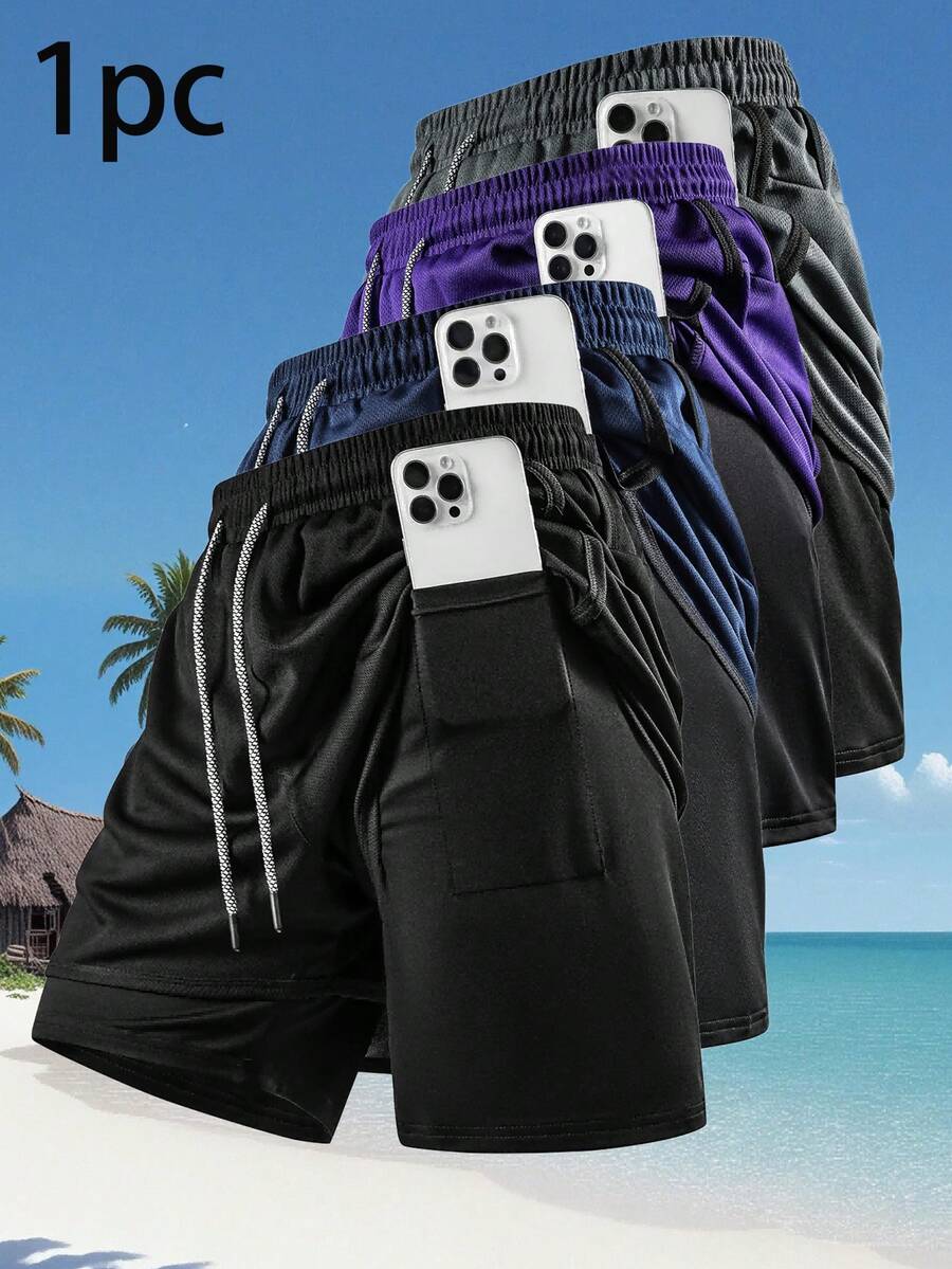 Unisex Casual Sports Jogger Shorts, Double Layer Anti-Exposure Design ...