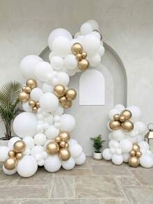 130pcs White And Gold Balloons, Suitable For Decorating Weddings ...