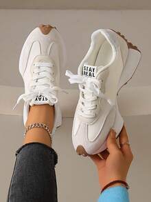 2026 New Women's Thick Sole Sneakers, Lace-Up Casual Chunky Sneakers ...