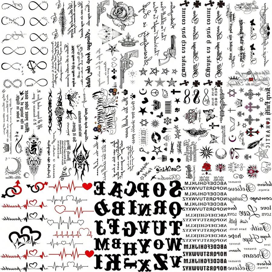 TASROI 18 Sheets Black Inspired Quotes Temporary Tattoos For Women Kids ...