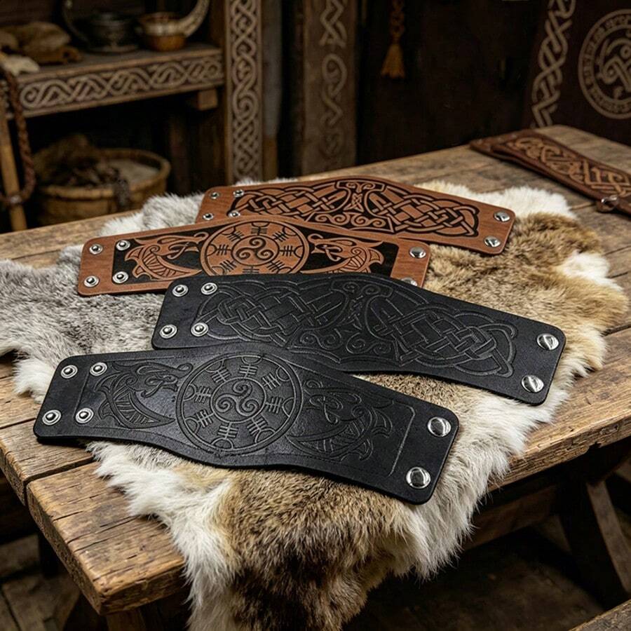 1pc Viking Embossed Cuff Bracelet, Renaissance Medieval Arm Bracer ...